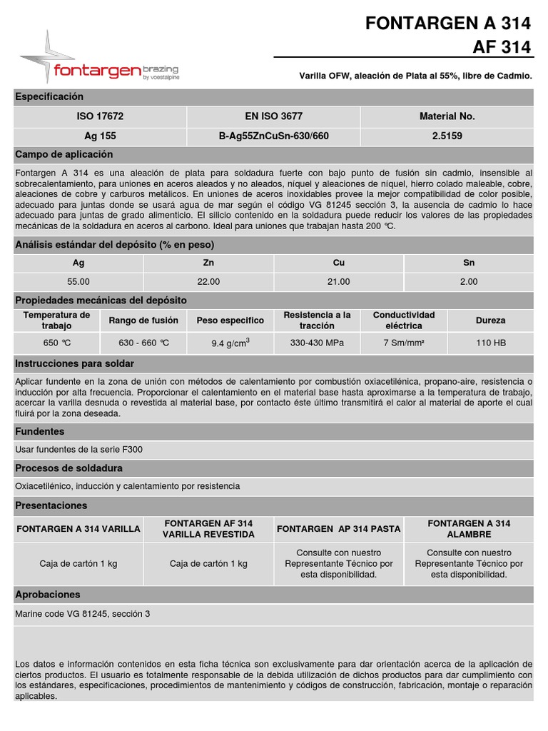 Soldadura con Fontargen AF 314 | PDF | Construcción | Soldadura