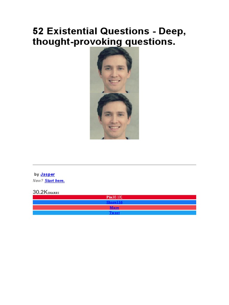 52 Existential Questions | PDF | Existentialism | Thought