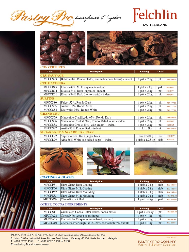 Flyer - Felchlin Product | PDF | Chocolate | Foods