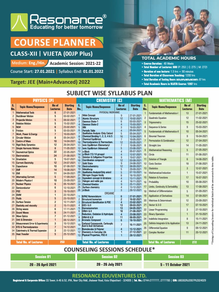 JEE 2022 Class XII Counseling Schedule | PDF | Chemistry | Chemical ...
