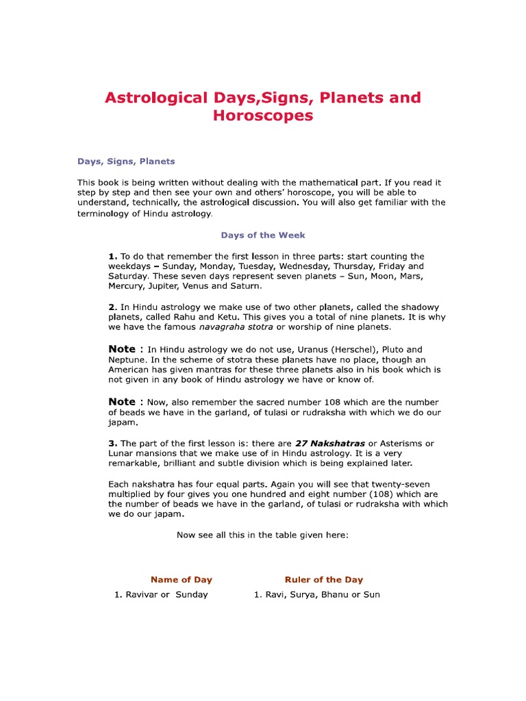 K N Rao Astrology Lessons | PDF