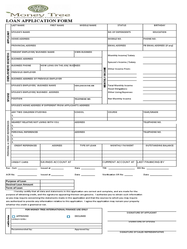 Loan Application Form | PDF | Credit | Finance & Money Management