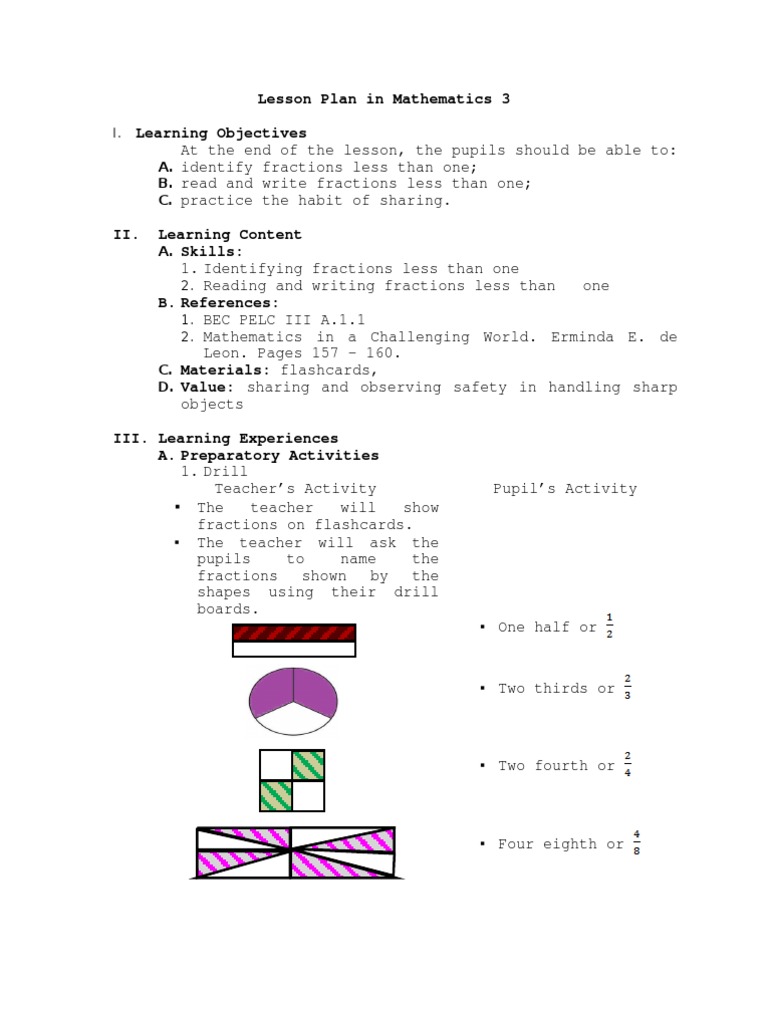 Math Fractions Under 1 | PDF | Fraction (Mathematics) | Teaching