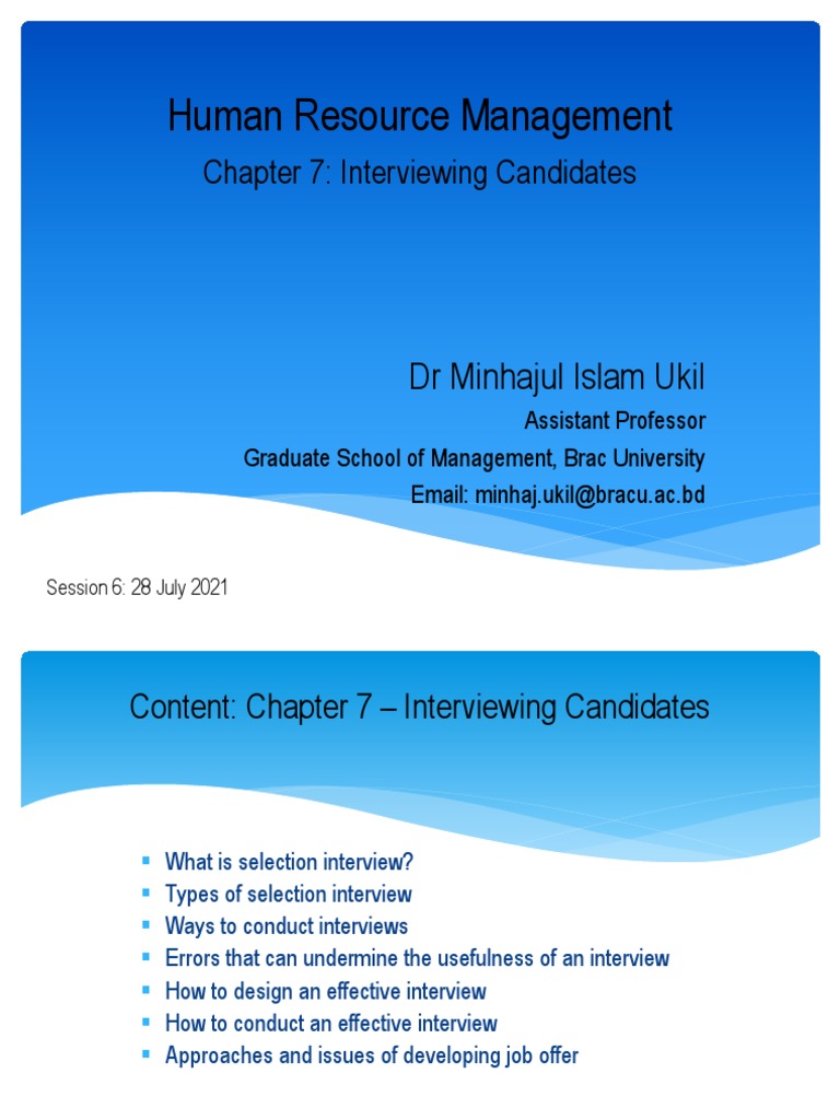 Human Resource Management: Chapter 7: Interviewing Candidates | PDF ...