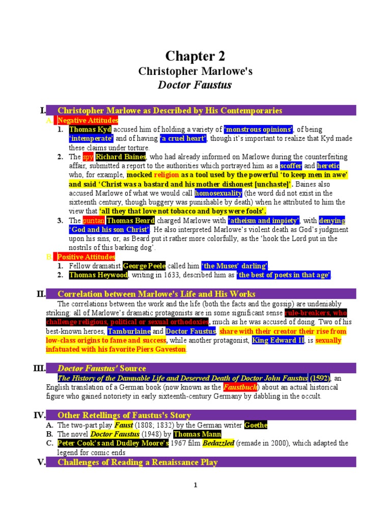 Chapter 2 - Marlowe and Doctor Faustus | PDF | Calvinism | Christopher ...