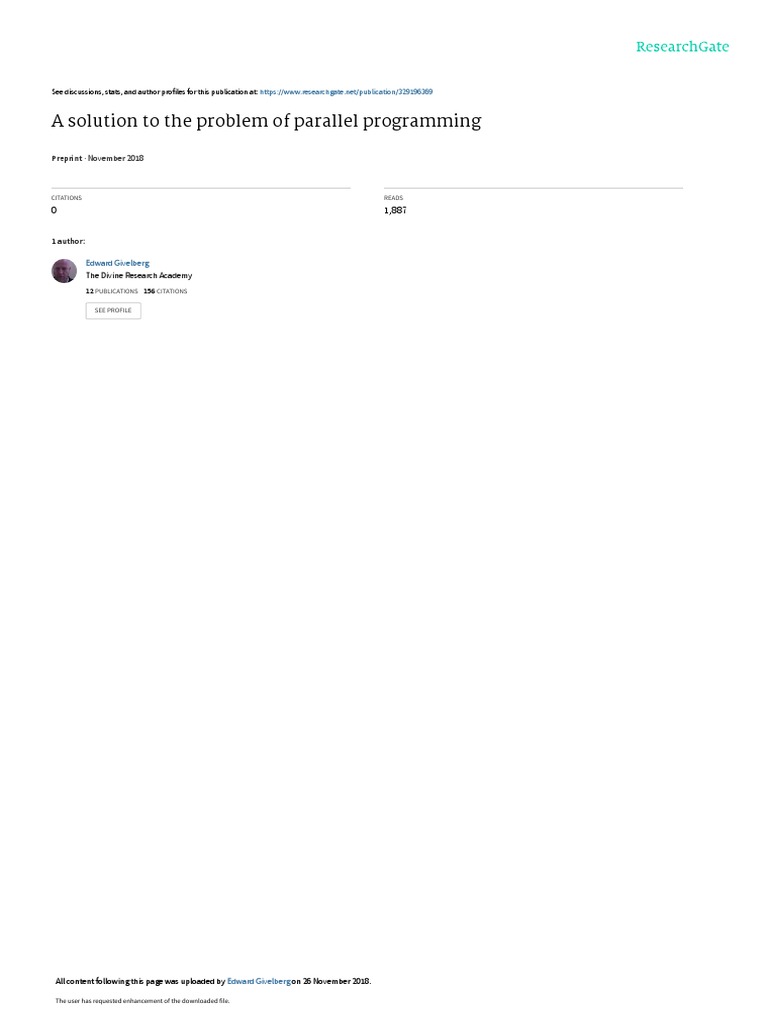 A Solution To The Problem of Parallel Programming: November 2018 | PDF ...