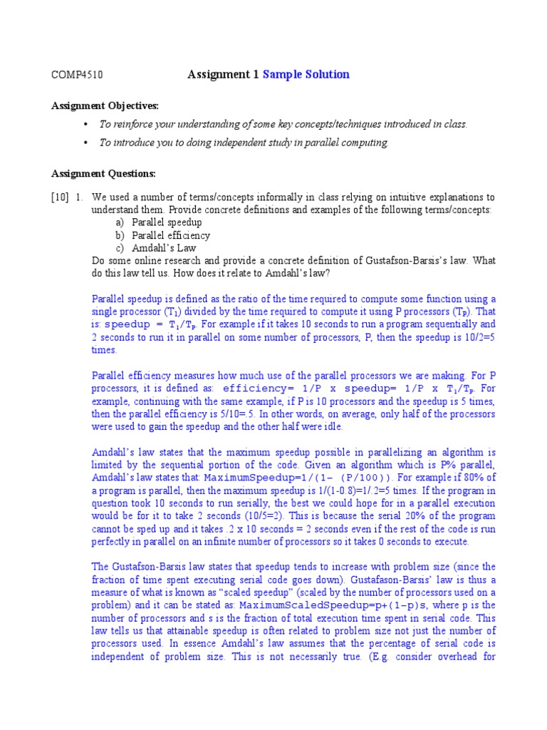 Parallel Computing Assignment Guide | PDF | Parallel Computing ...