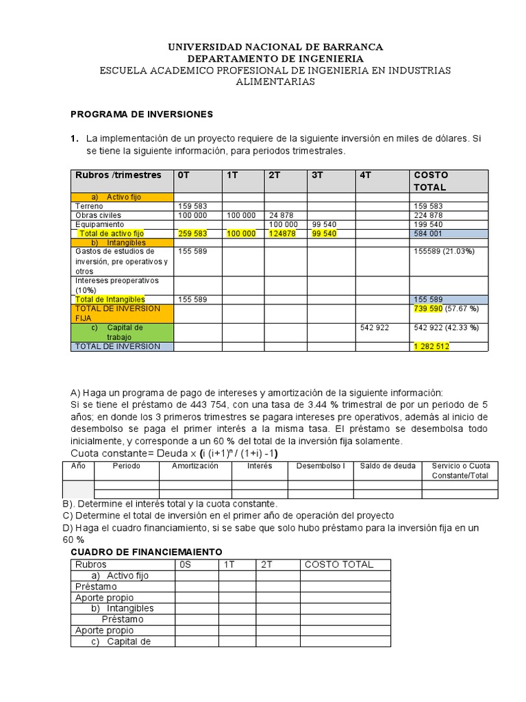Ejemplo de Un Programa de Inversiones | PDF | Economias