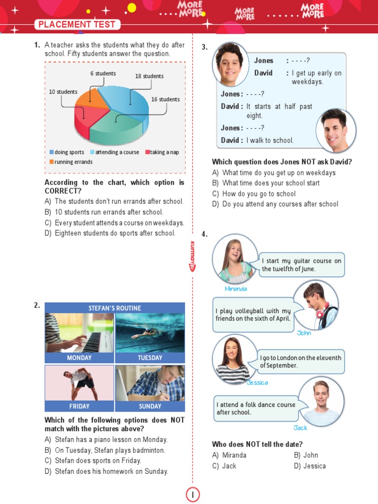 More & More - 7th Grade - Placement Test | PDF | Workweek And Weekend ...