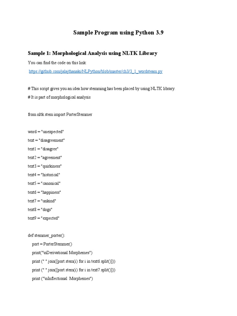 Sample Program Using Python 3 | PDF | Parsing | Morphology (Linguistics)