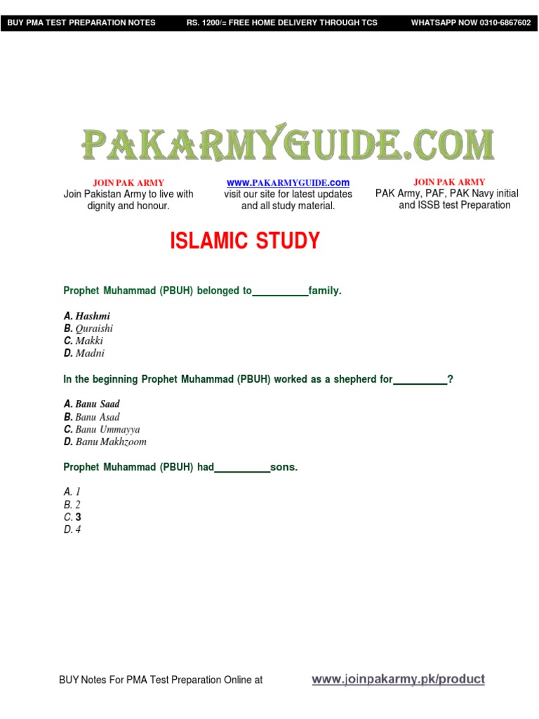 An Islamic Studies Quiz Covering Key Facts About the Life and Teachings ...