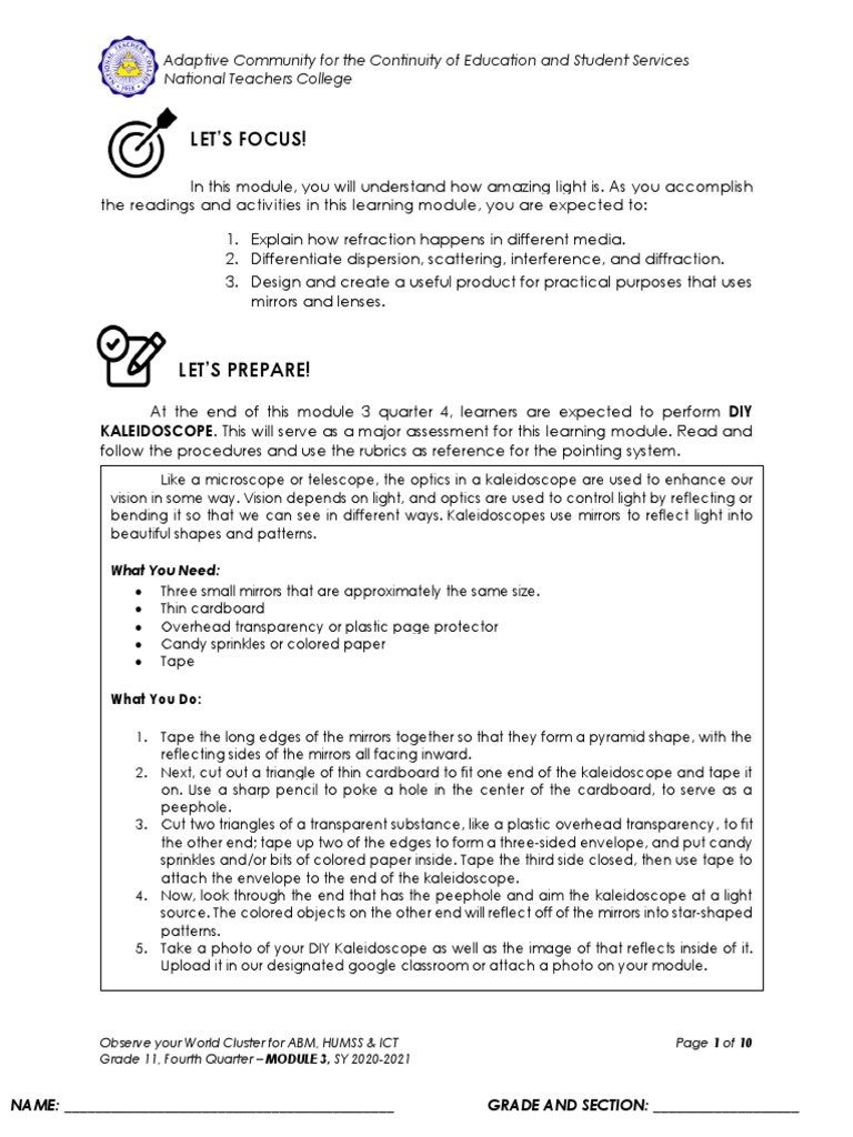 Module-3 Quarter-4 Cluster O G11 ABMHUMSSICT PhysicalScience | PDF ...