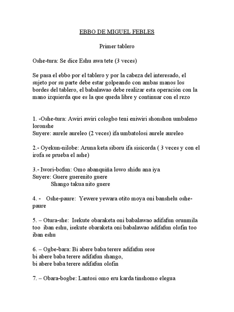 Ebbo de Miguel Febles: Instrucciones | PDF | Santeria | Religión étnica