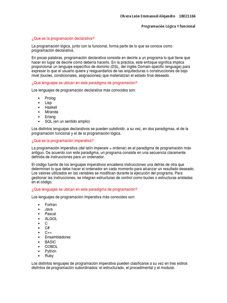 Qué Es La Programación Declarativa | PDF | Lenguaje de programación ...