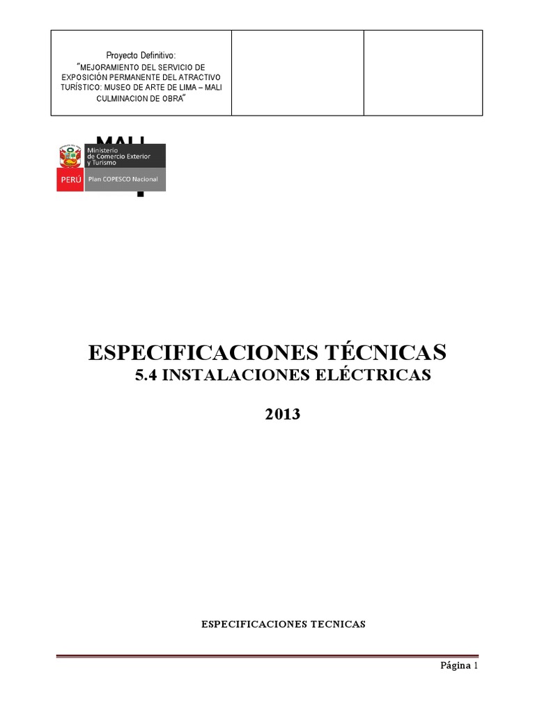 Especificaciones Técnica: 5.4 Instalaciones Eléctricas 2013 | PDF | Aislador (Electricidad ...
