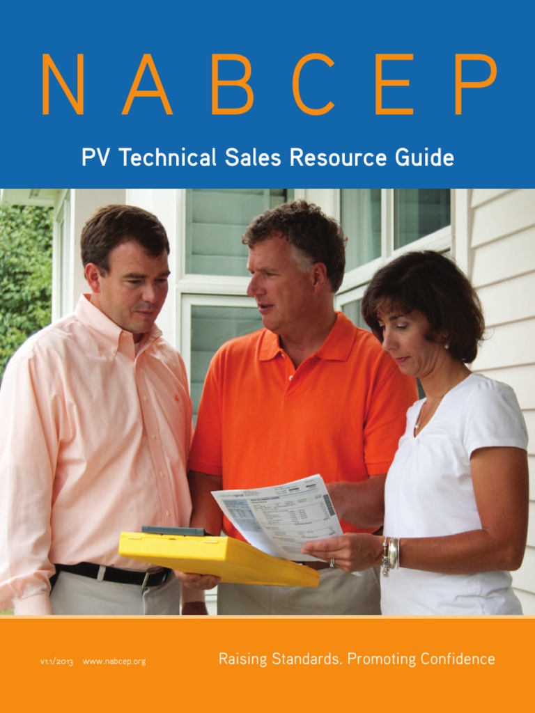 NABCEP PV Tech Sales Resource Guide Final 10-7-2013 | PDF | Photovoltaics | Photovoltaic System