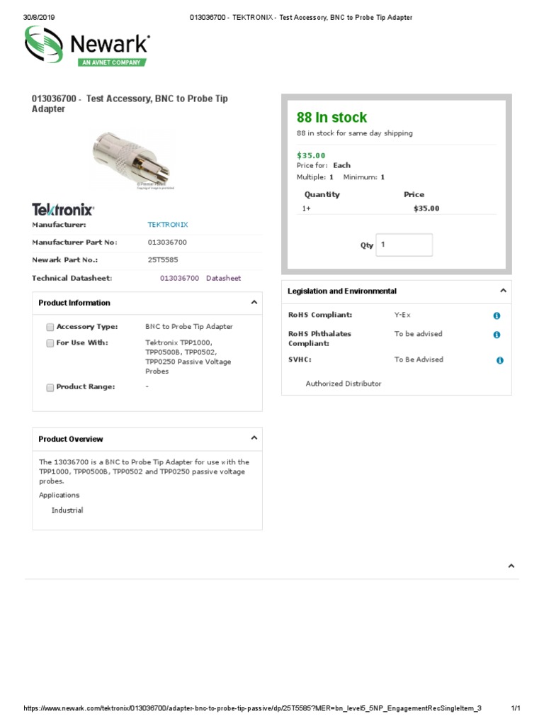 Tektronix Test Accessory Bnc To Probe Tip Adapter Download Free