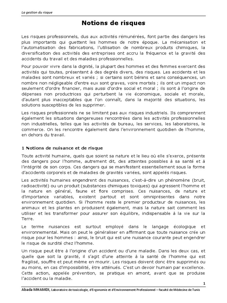 Notion Risque | PDF | Risque | Gestion des risques
