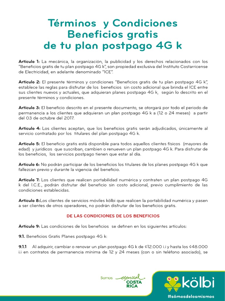 Beneficios Gratis de Tu Plan Postpago 4gk | PDF | Internet | 3 G