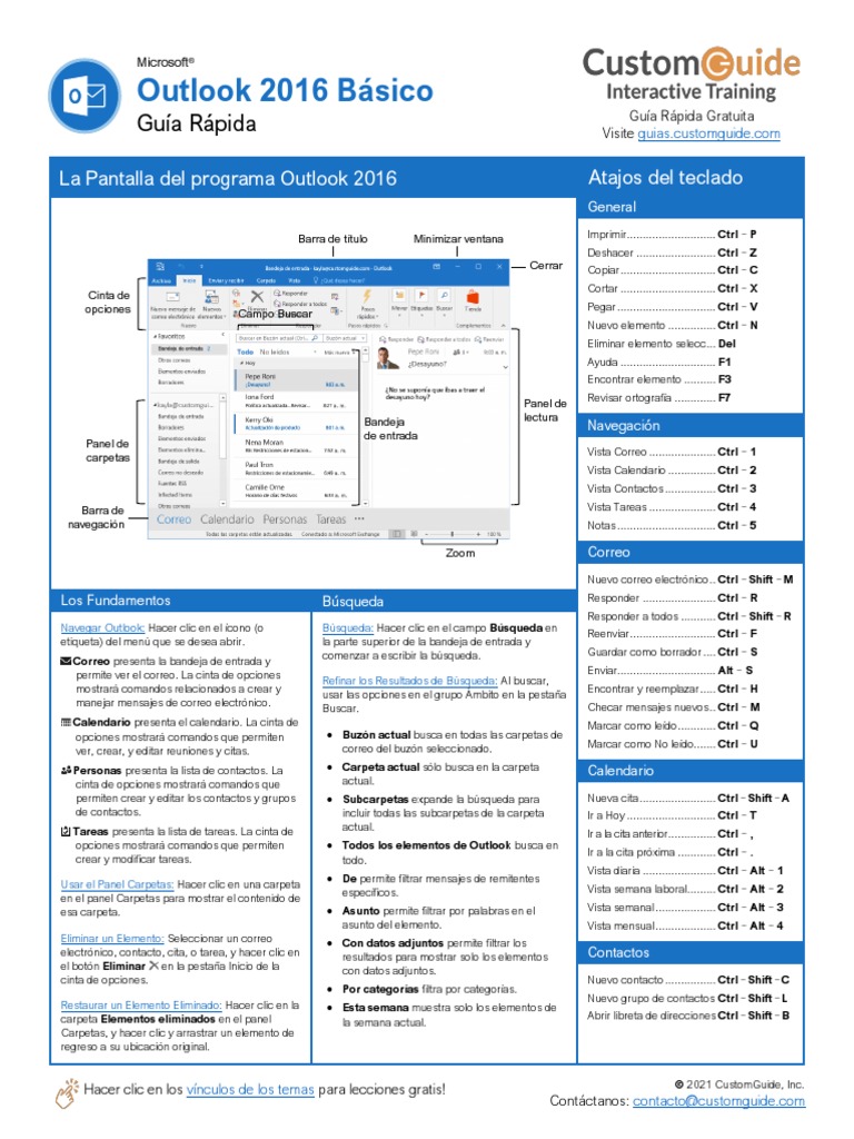 Outlook 2016 Basico Guia Rapida | PDF | Software | Informática