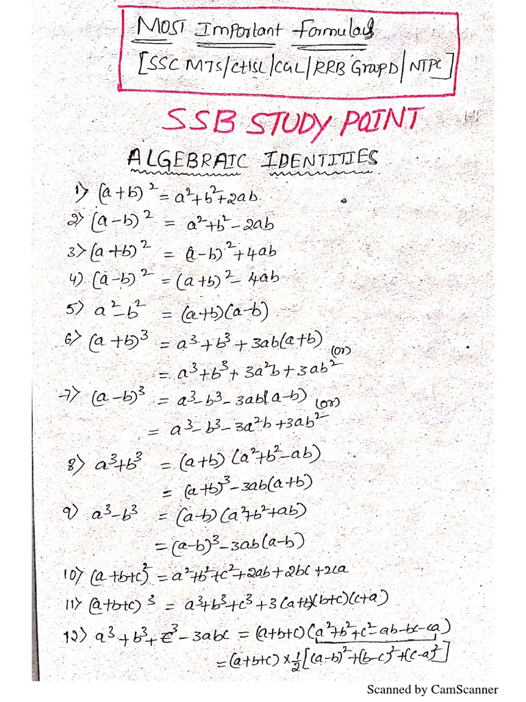 Maths Imp Formulas | PDF