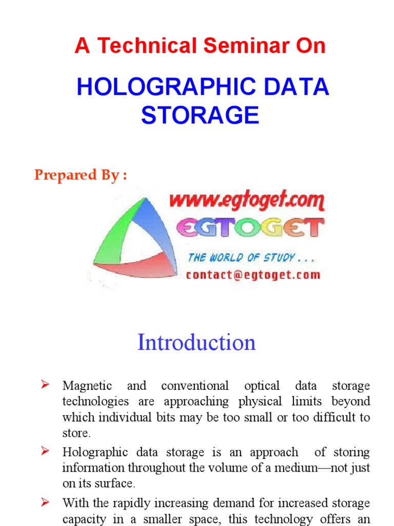 Holographic Data Storage Seminar Overview | PDF | Holography | Computer ...