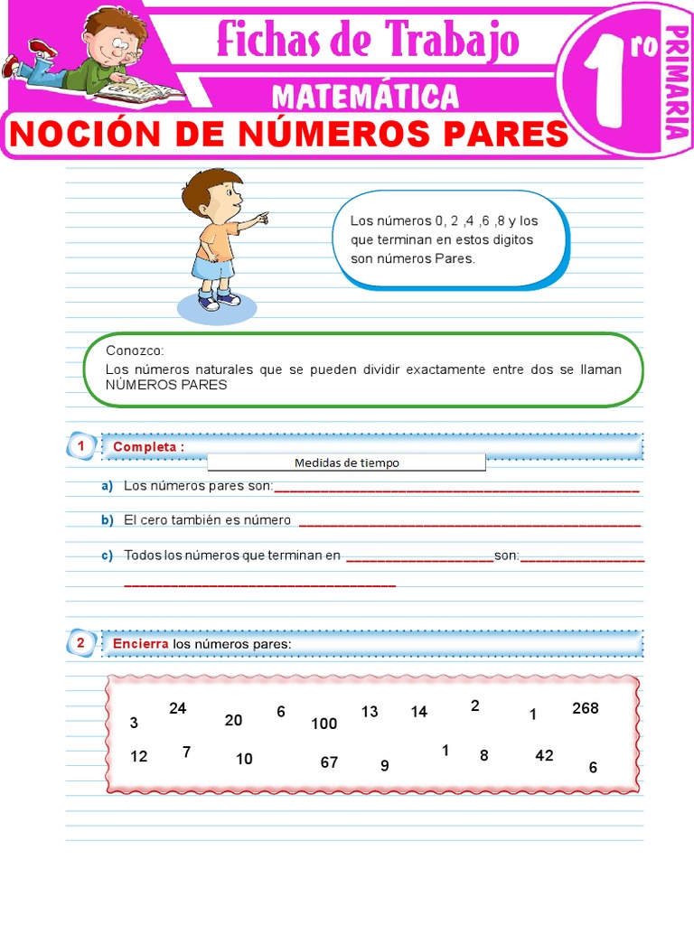 Noción de Números Pares para Primer Grado de Primaria 1 | PDF