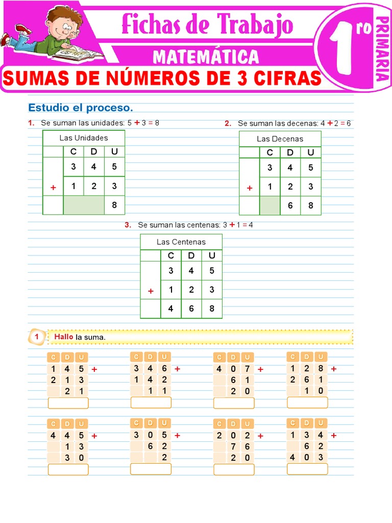 Sumas de Números de 3 Cifras para Primer Grado de Pimaria | PDF