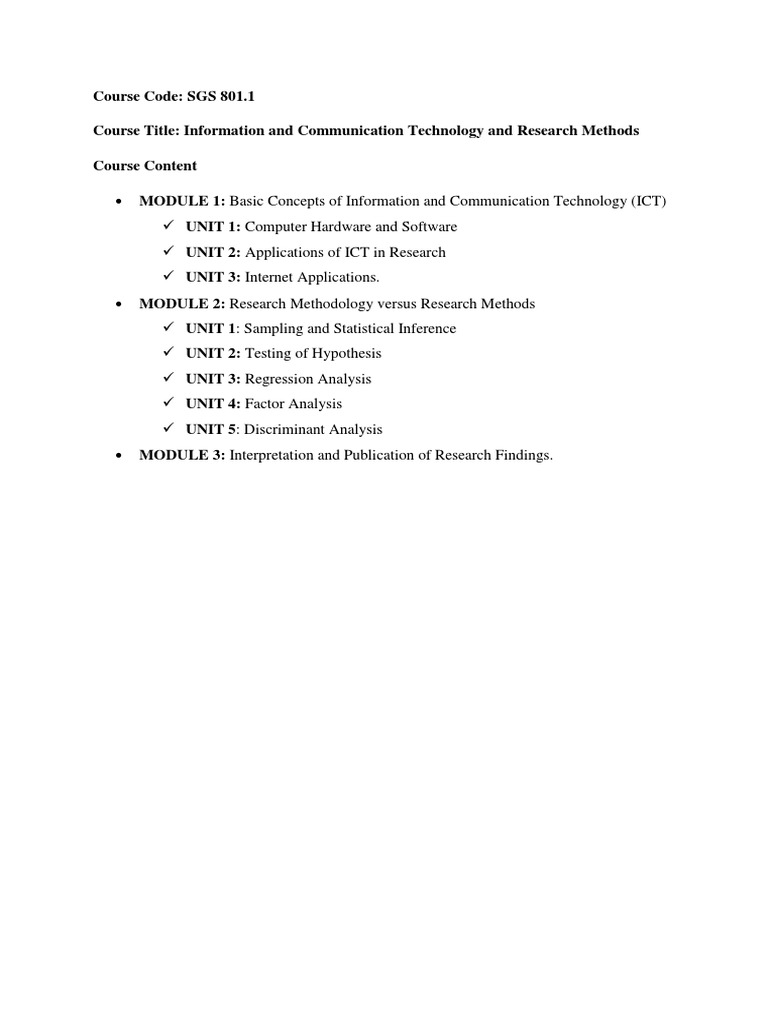 ICT Research Methods Course | PDF | Computer Data Storage | Information ...