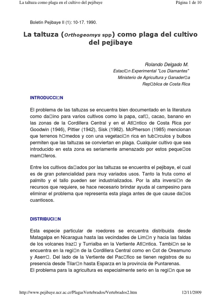 Taltuza | PDF | Agricultura | Plaga (organismo)