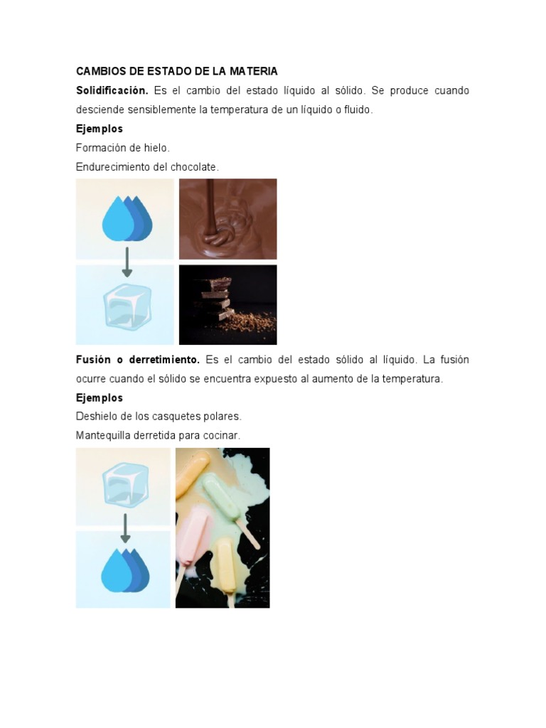 Hoja De Trabajo Sobre El Cambio De Estados De La Materia Se Presentó