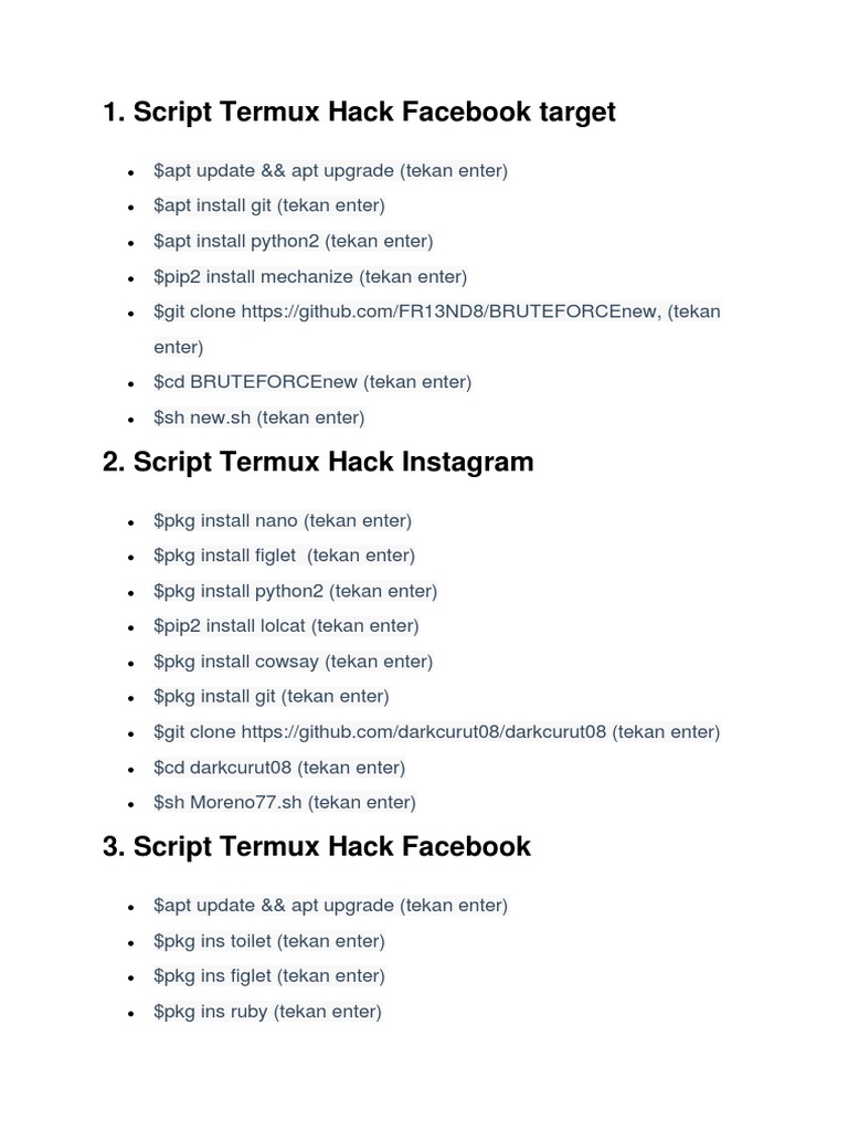 Script Termux Hack Facebook Target | PDF | Cross Platform Software ...