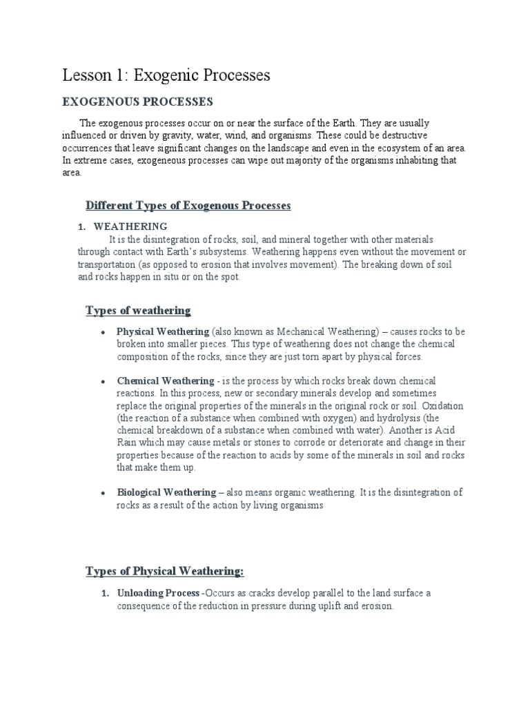 Understanding Exogenic Processes: A Comprehensive Look at Weathering ...