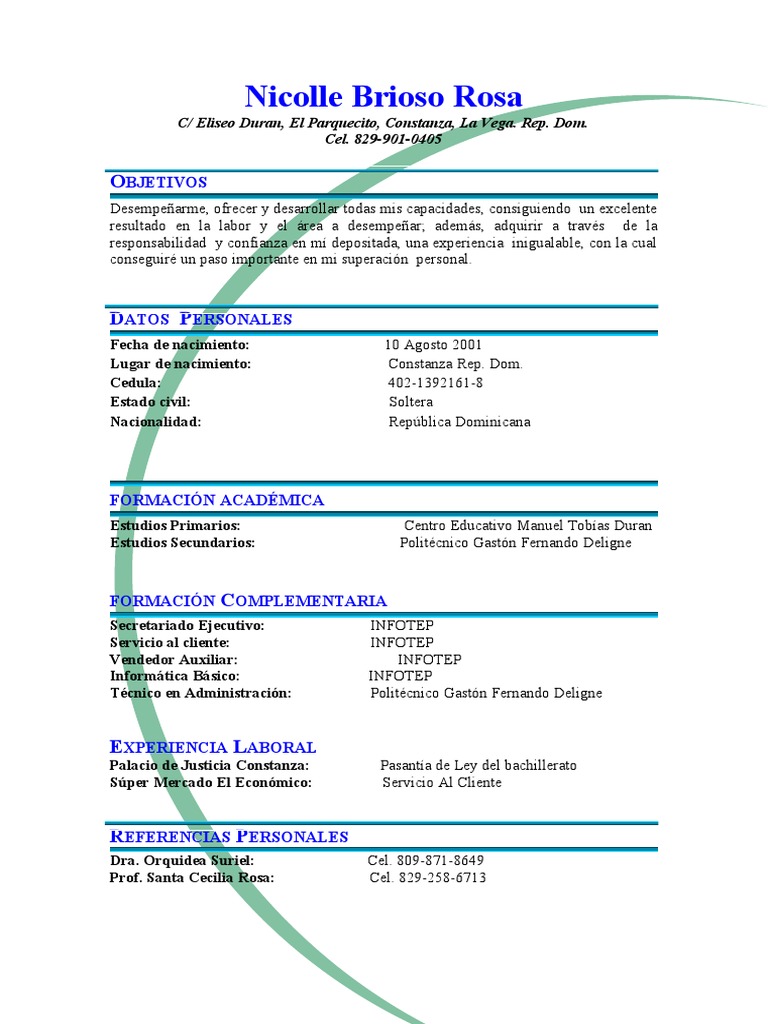 Curriculum Nicol | PDF