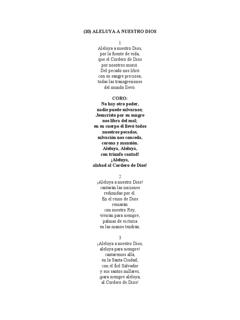 Aleluya a Nuestro Dios: Letra y Alabanza | PDF | Derecho | Religión y ...
