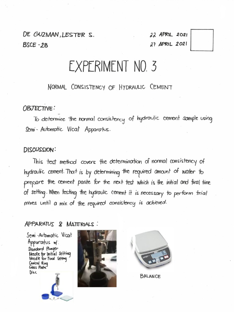 Construction Materials and Testing, Lab Experiment No - 3 | PDF