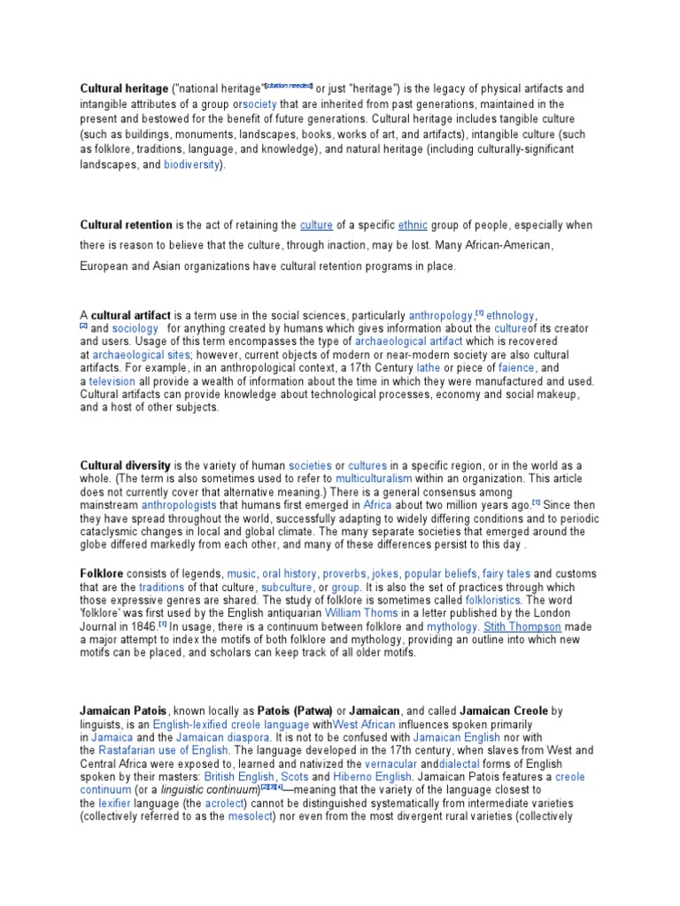 Exploring Cultural Concepts: Defining and Describing Key Terms Related ...