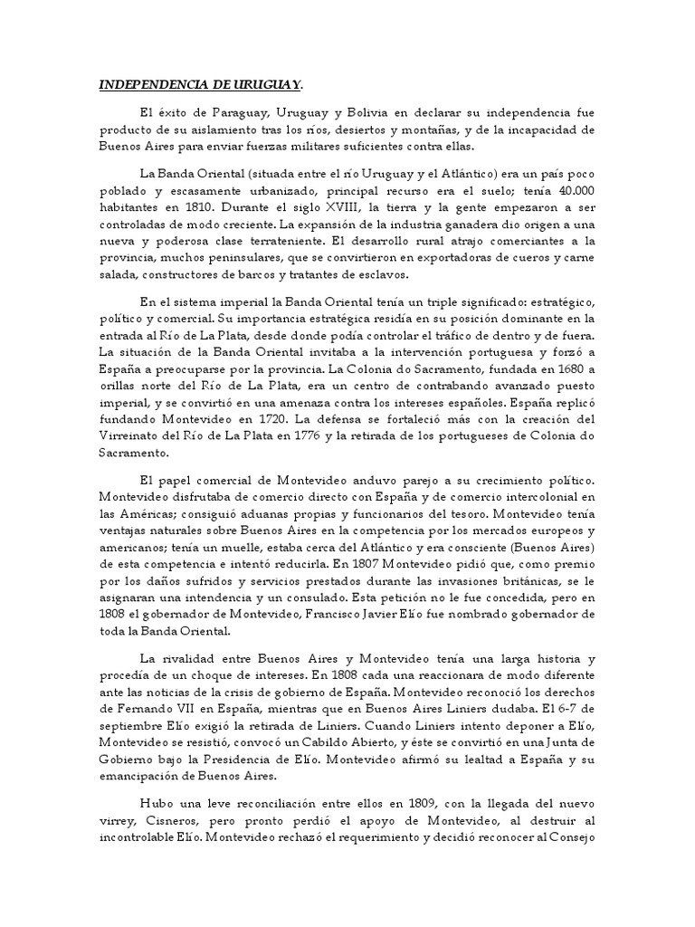 Independencia de Uruguay | PDF | Uruguay | América del Sur