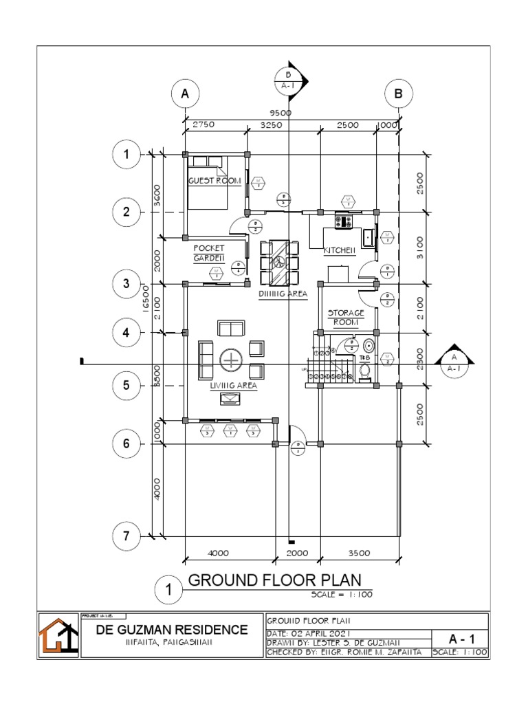 Building System Design Plate 3-Ground Floor PLan | PDF | Buildings And Structures | Home
