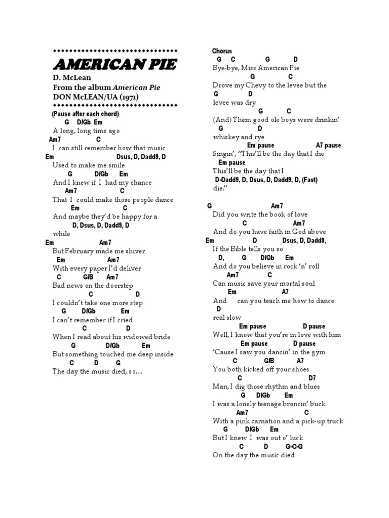 AMERICAN PIE by DON McLEAN | PDF