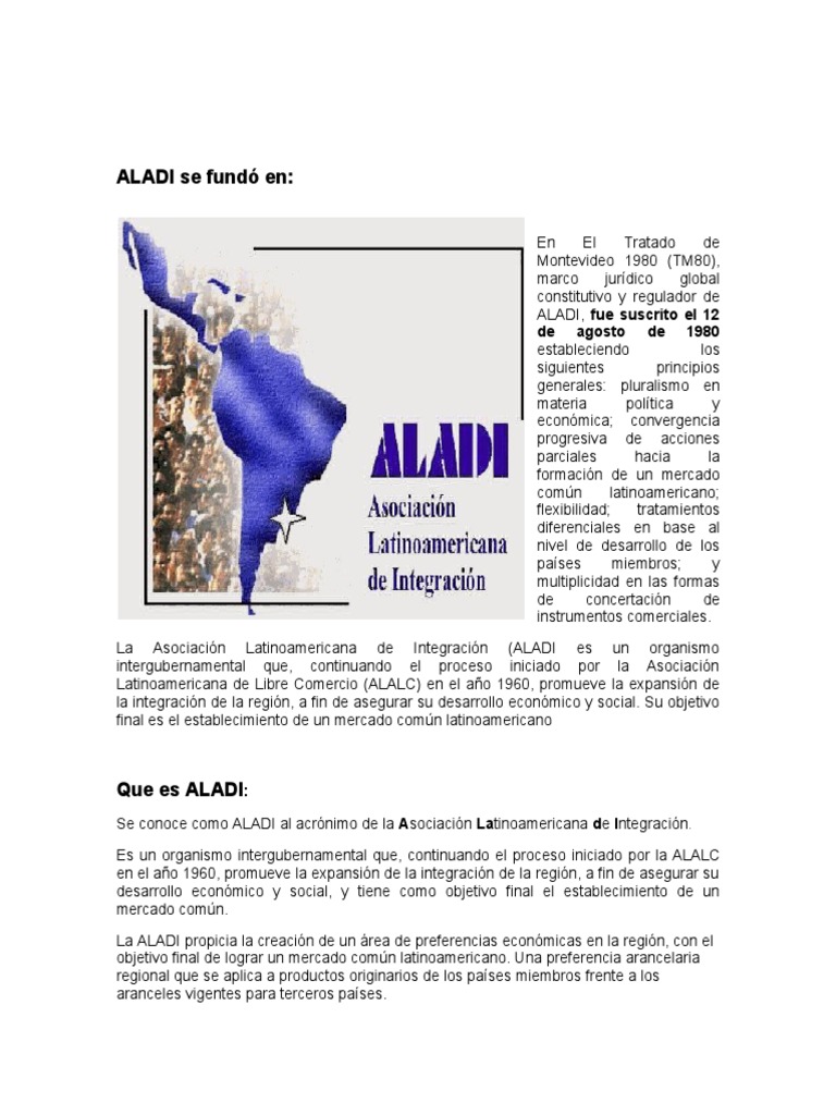 ALADI: Integración Económica Latinoamericana | PDF | Relaciones ...