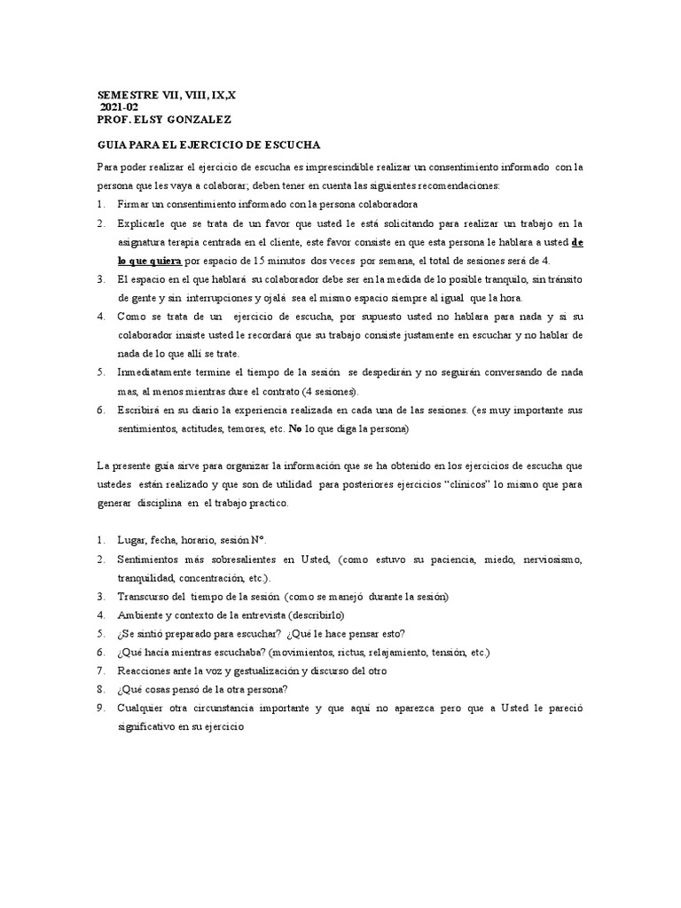 Ejercicio de Escucha | PDF