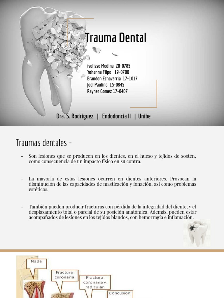 Trauma Dental - PPT Endo | PDF | Lesión | Ramas de Odontología