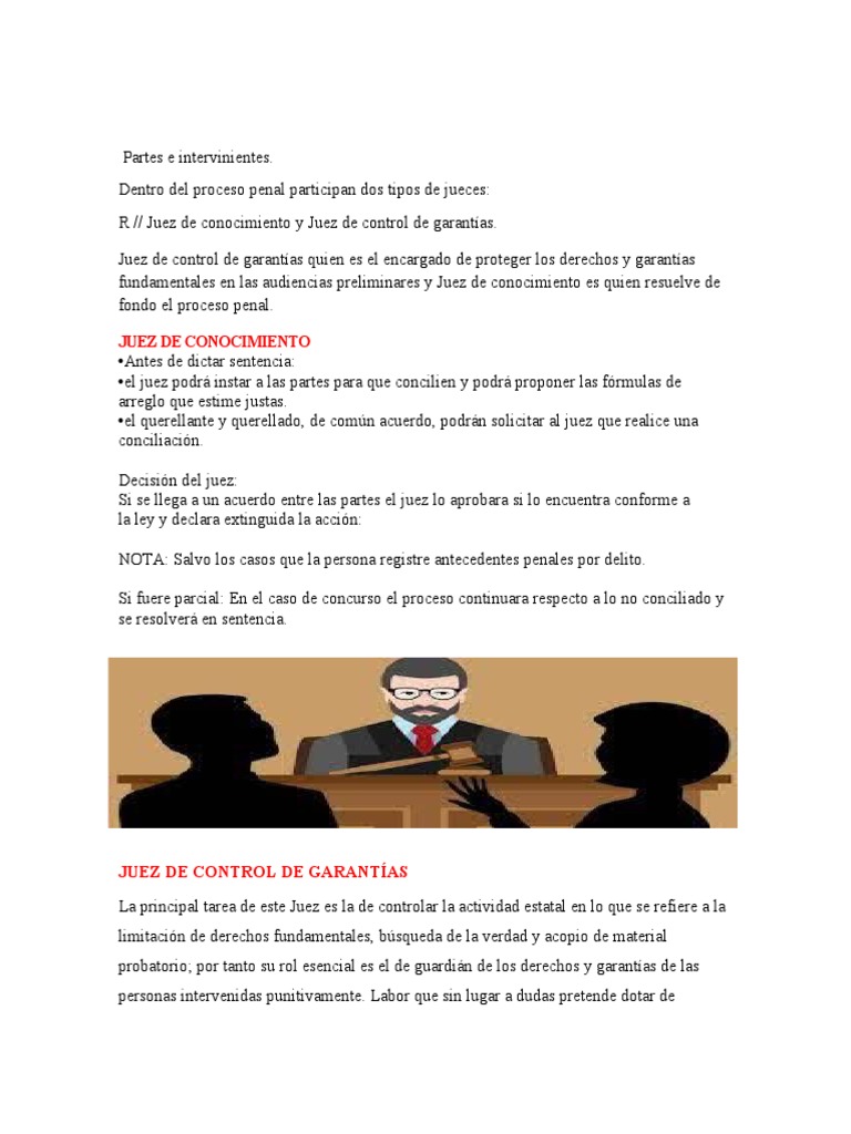 Juez de Conocimiento y Juez de Control de Garantías | PDF | Juez ...