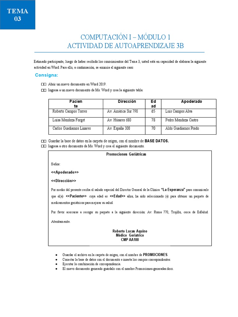 Actividad de Autoaprendizaje 3-B | PDF | Informática