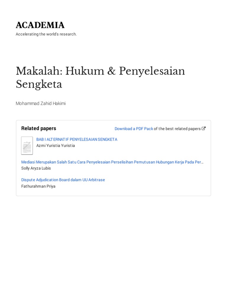 Hukum - Penyelesaian - Sengketa20190725 1317 1avd1rh With Cover Page v2 | PDF