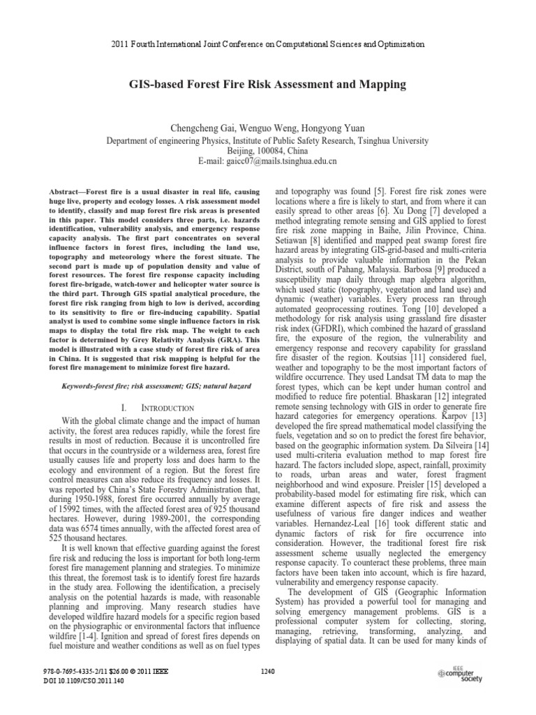 Gis-Bases Forest Fire Risk Assessment and Mapping | PDF | Geographic ...