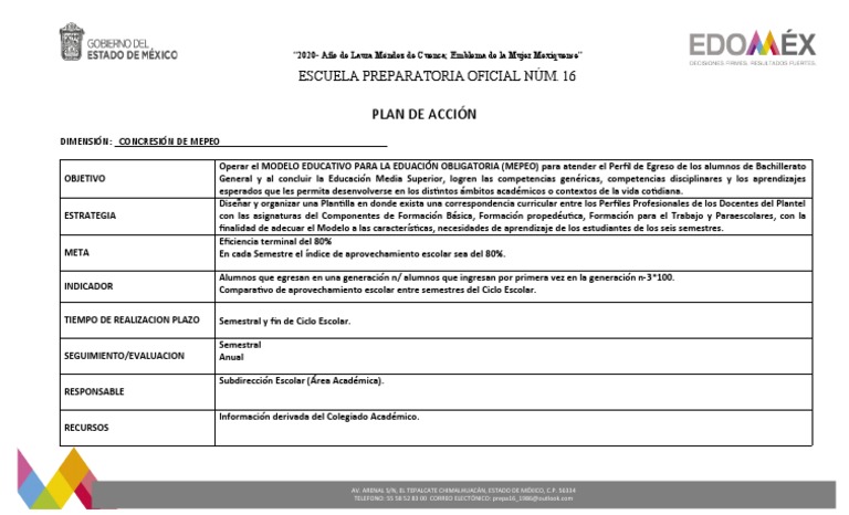 Fto - Plan de Acción PMC 2020-2021 | PDF