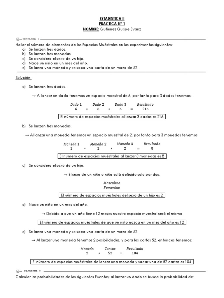 Ejercicios de Espacios Muestrales y Probabilidad | PDF | Teoría de la medida | Probabilidades y ...
