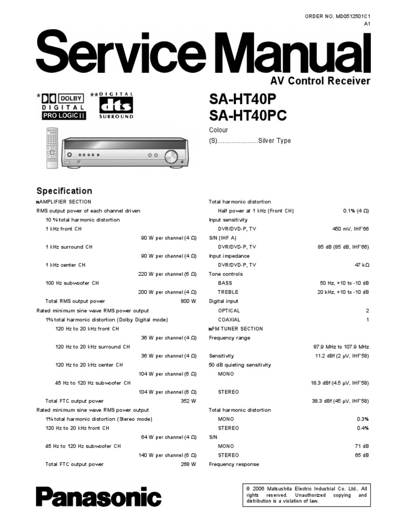Panasonic Sa-Ht40p ht40pc SM | PDF | Electrostatic Discharge ...